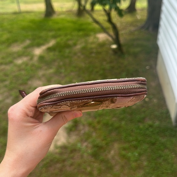 Coach | Bags | Coach Khaki Patchwork Compact Zip Around Wallet | Poshmark